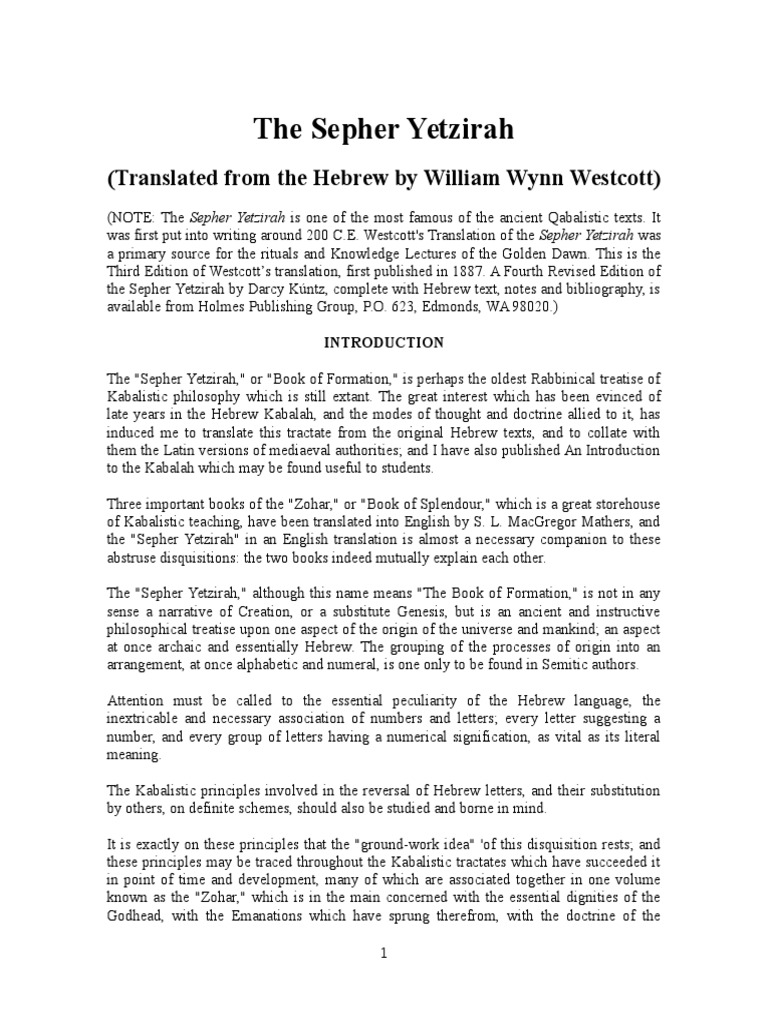 The Sepher Yetzirah | PDF | Kabbalah | Zohar