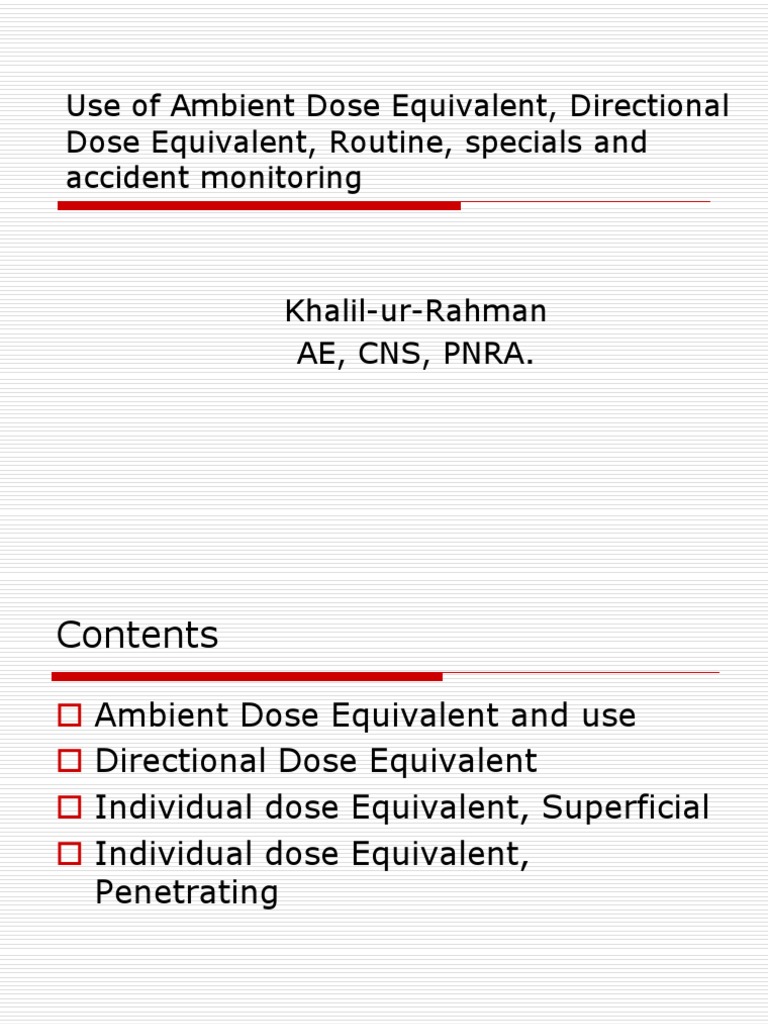 Use of Ambient Dose Equivalent, Directional Dose | Download Free PDF ...