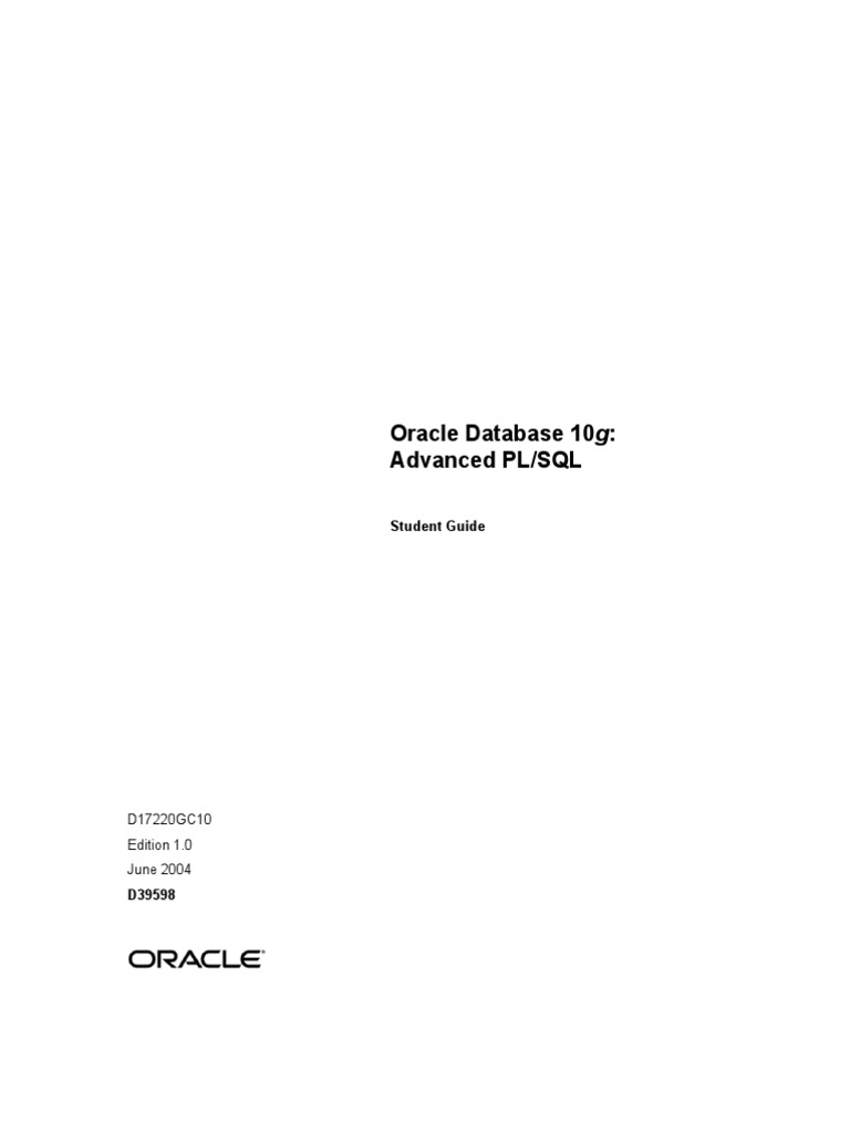 Oracle 10g Advanced PLSQL Toc | PDF | Pl/Sql | Subroutine