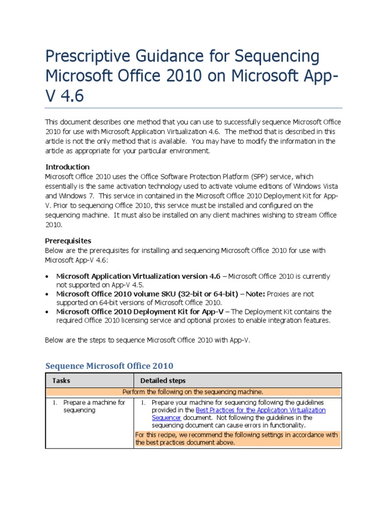App-V Recipe For Office 2010 RTM Deployment Kit v3 | PDF | Microsoft ...