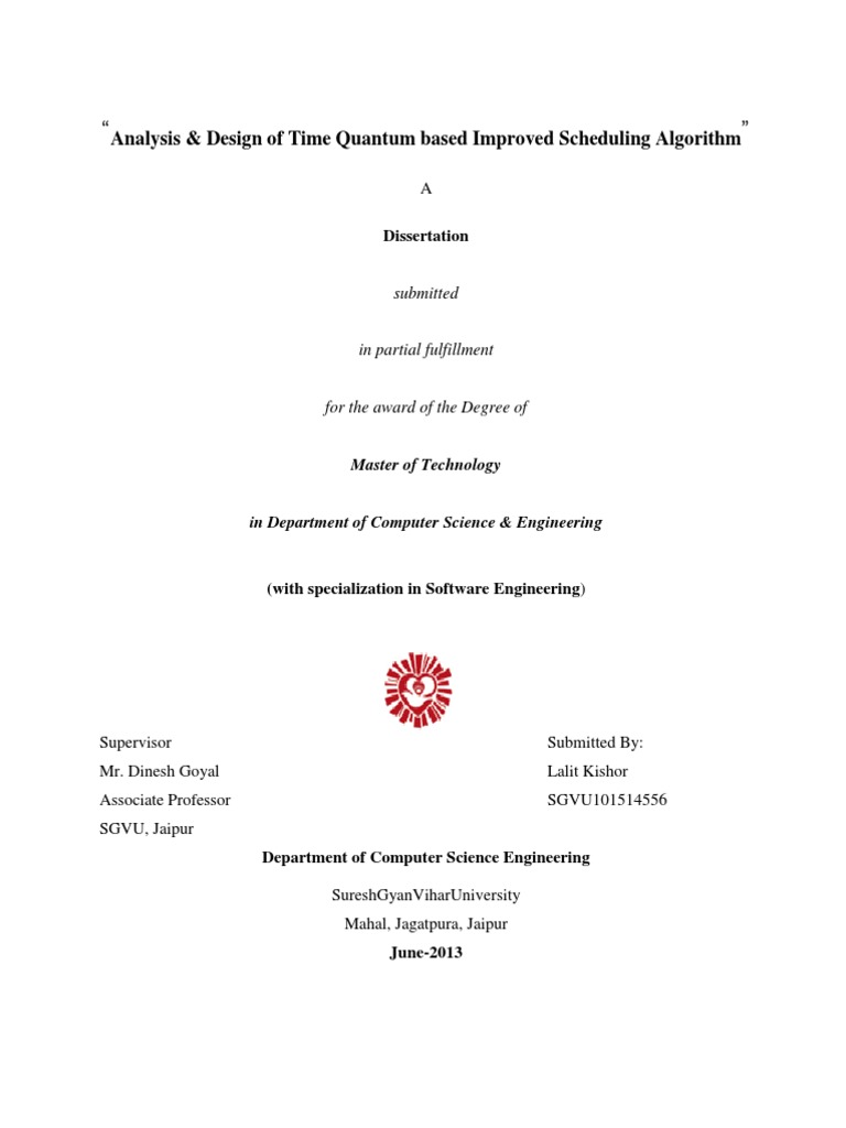Analysis & Design of Time Quantum Based Improved Scheduling Algorithm | PDF | Thesis | Academic ...