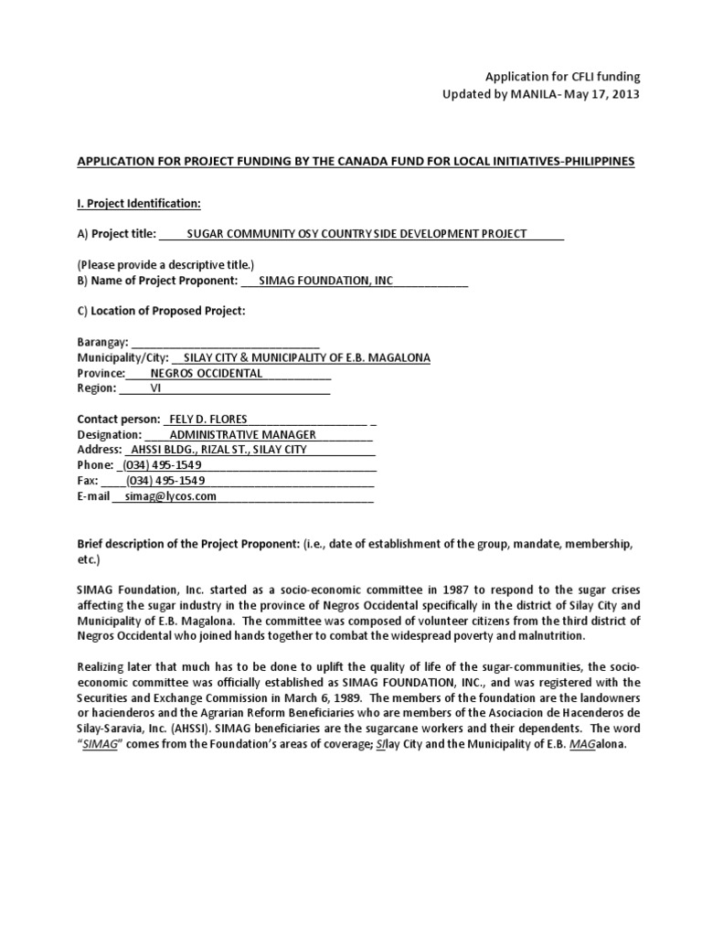 CFLI Funding Application for OSY Project | PDF | Social Protection ...
