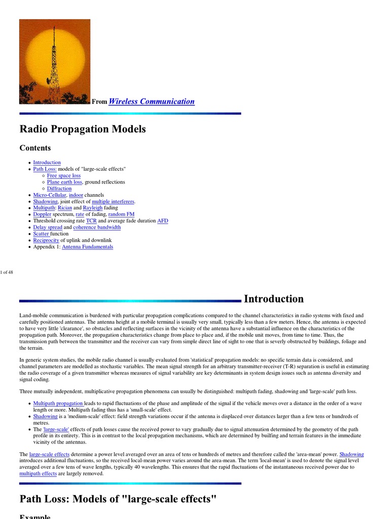 Propagation Models | PDF | Frequency Modulation | Signal To Noise Ratio