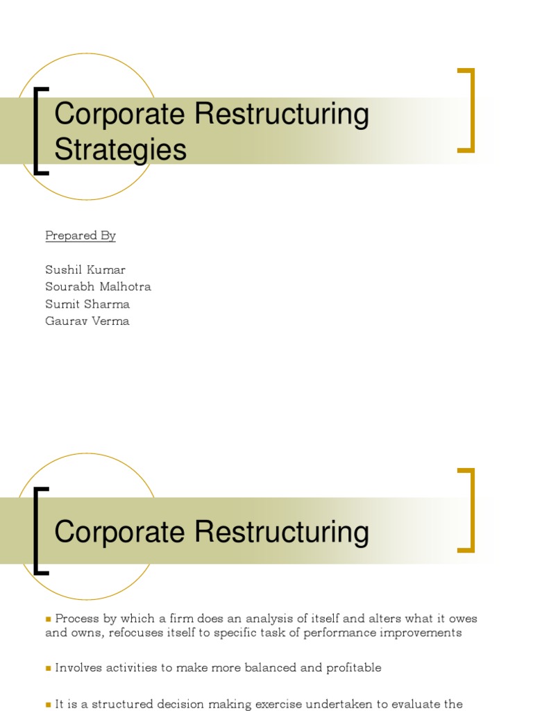 Corporate Restructuring Strategies, Need, Reasons Importance ...