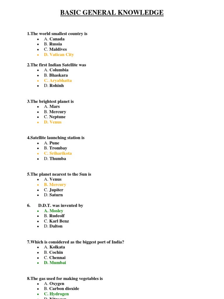 Basic General Knowledge 2013 | PDF | Carbon | Tamil Nadu