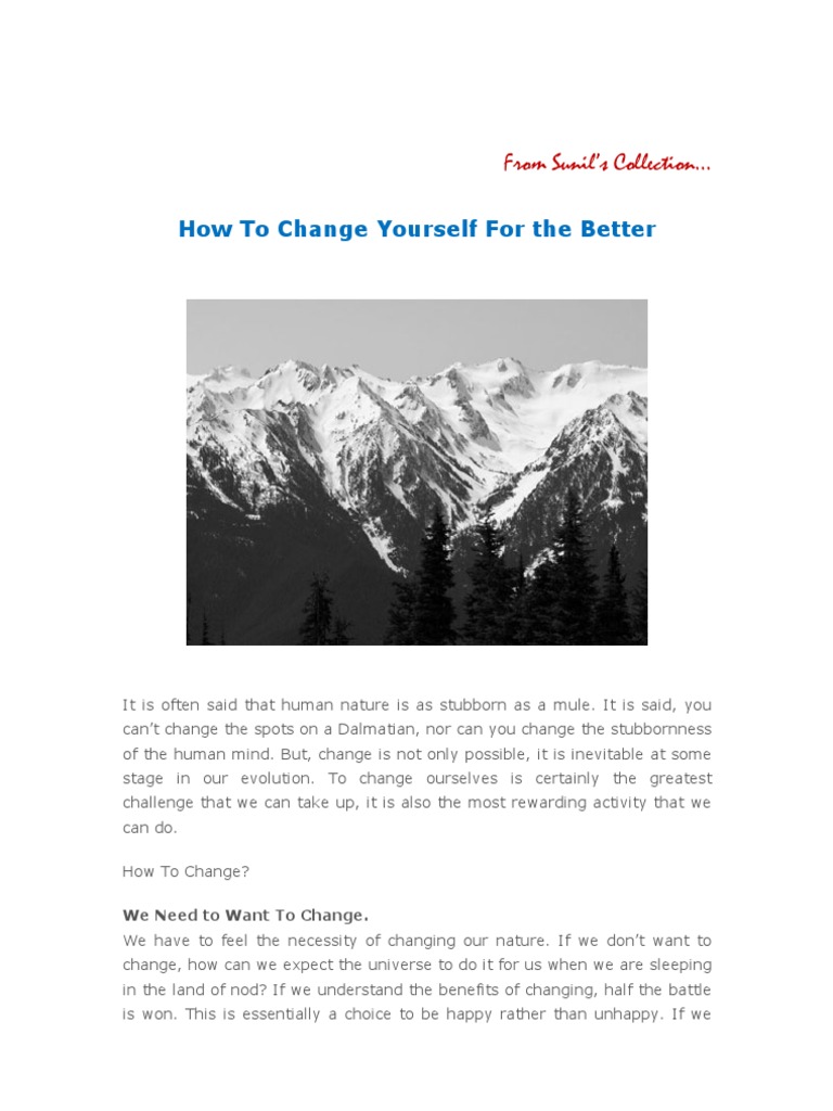 How To Change Yourself For The Better PDF | PDF | Metaphysics Of Mind ...
