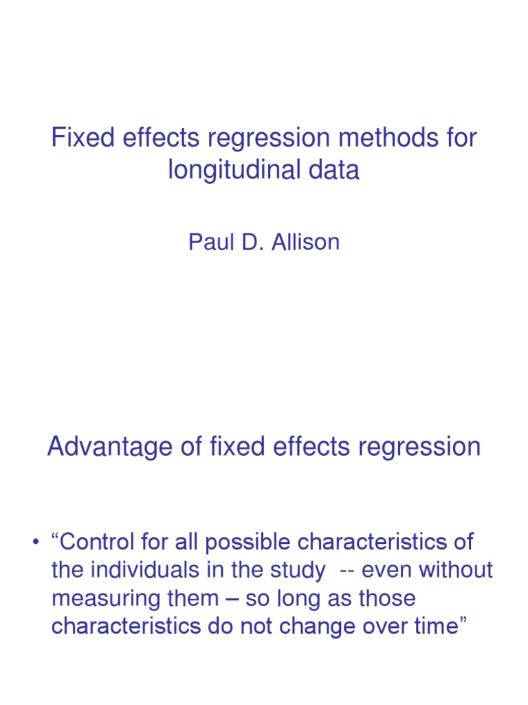 Fixed Effects Regression for Longitudinal Data | PDF | Errors And ...