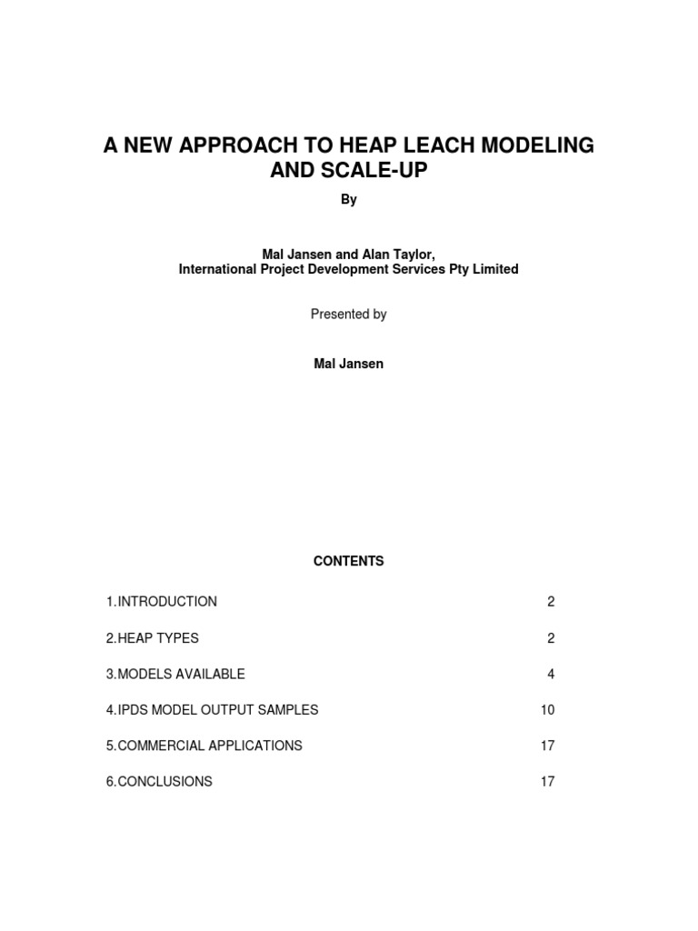 New Approach To Heap Leach Modeling and Scale Up | PDF | Mining | Oxygen