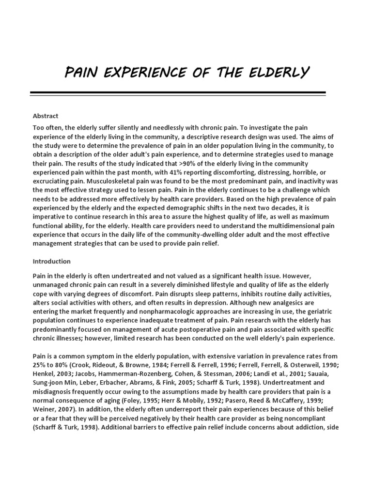 Journal About Elderly | PDF | Pain Management | Pain