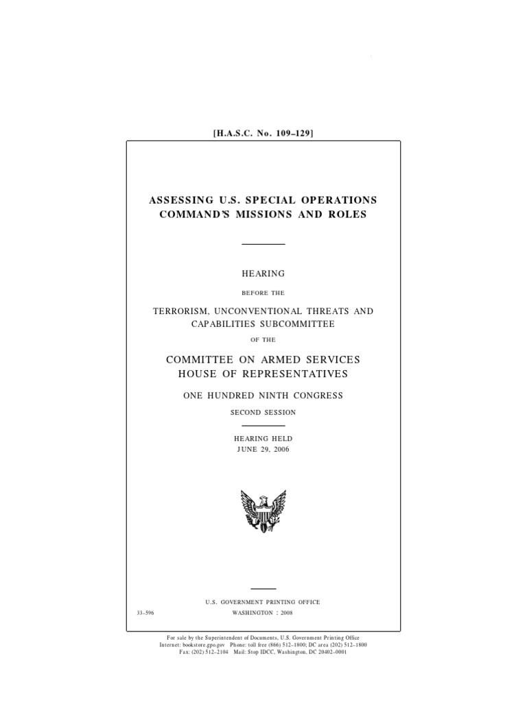 Assessing US Special Operations Command's Missions and Roles (2006 ...