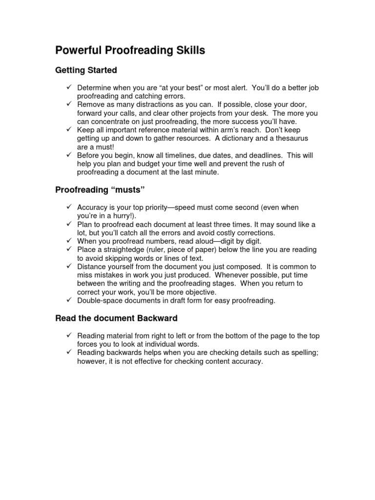 Powerful Proofreading Skills PDF | PDF | Proofreading | Bracket