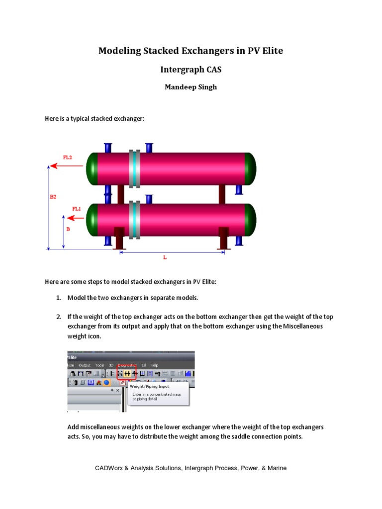 PV Elite Modeling Stacked Exchangers PDF | PDF