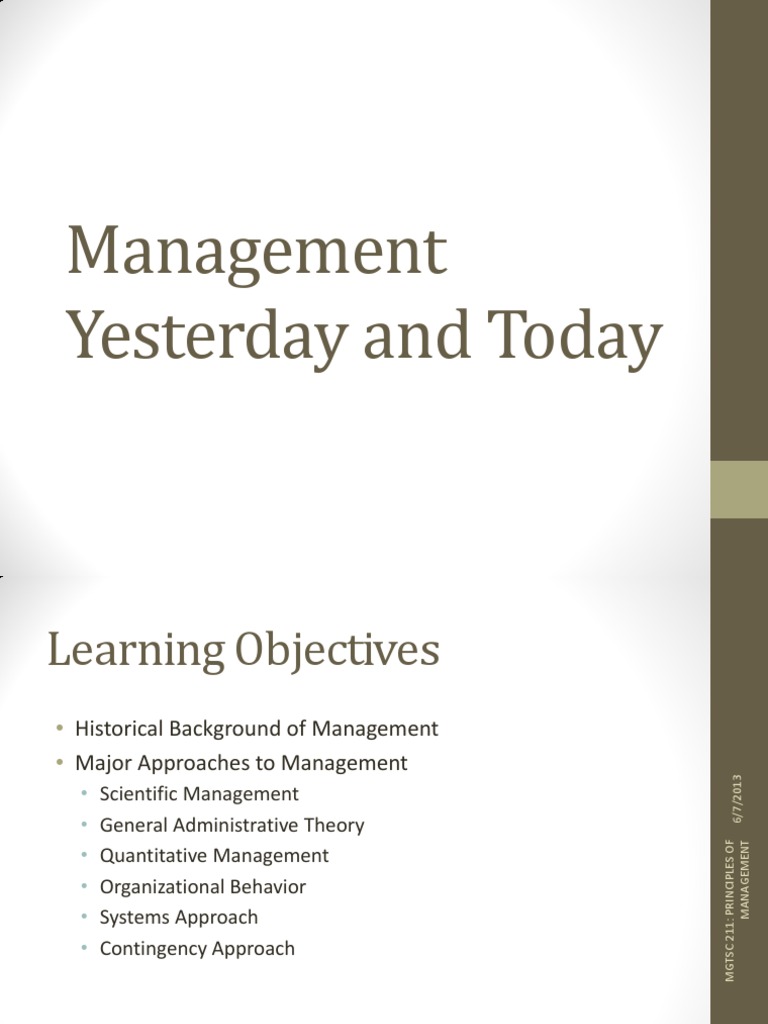 Management Yesterday and Today | PDF | Organizational Behavior ...