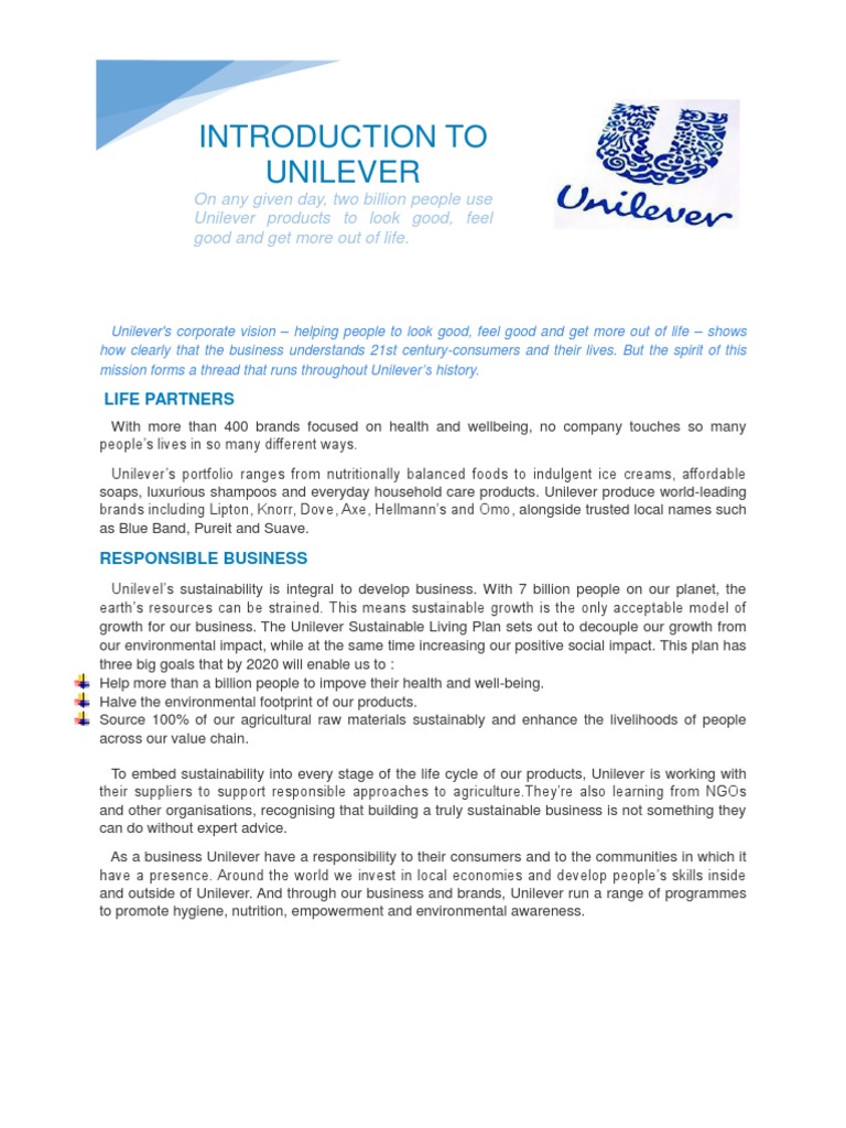 Unilever Project | PDF | Unilever | Sustainability