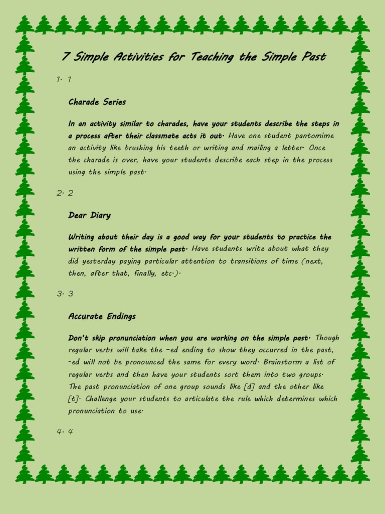Activities for Teaching Simple Past | PDF | Syntax | Grammar