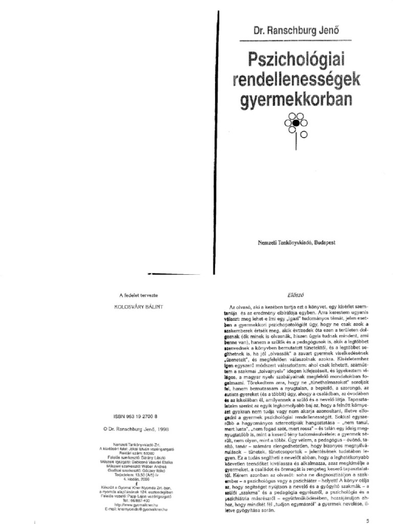 Ranschburg Jenő Pszichologiai Rendellenessegek Gyermekkorban Letoltes ...