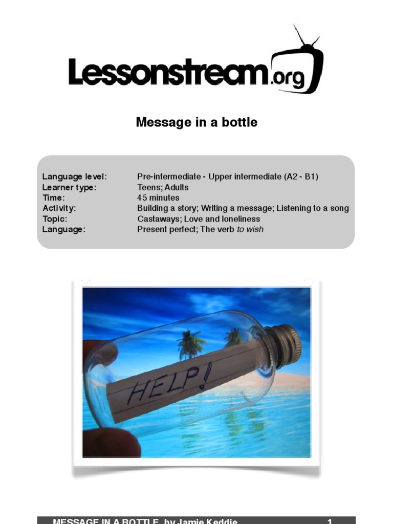 Message in a Bottle lesson plan | Communication