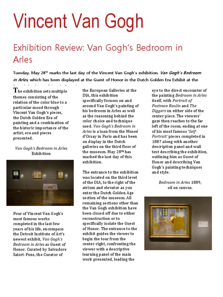 Vincent Van Gogh: Exhibition Review: Van Gogh's Bedroom in Arles | PDF ...