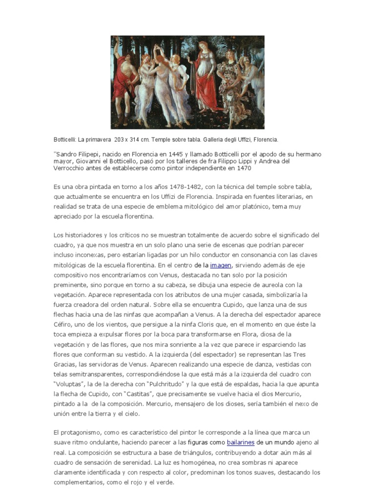 La Primavera de Botticelli | PDF | Artes (general) | Pinturas