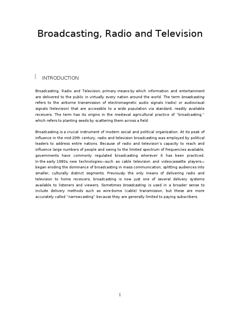 Radio vs. Television: A Broadcasting Overview | PDF | Telegraphy ...