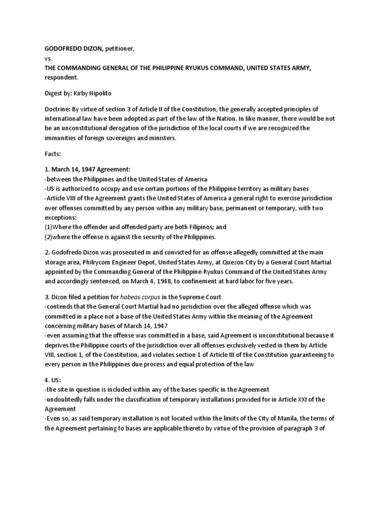 Dizon V Commanding General | PDF | Sovereign Immunity | Jurisdiction