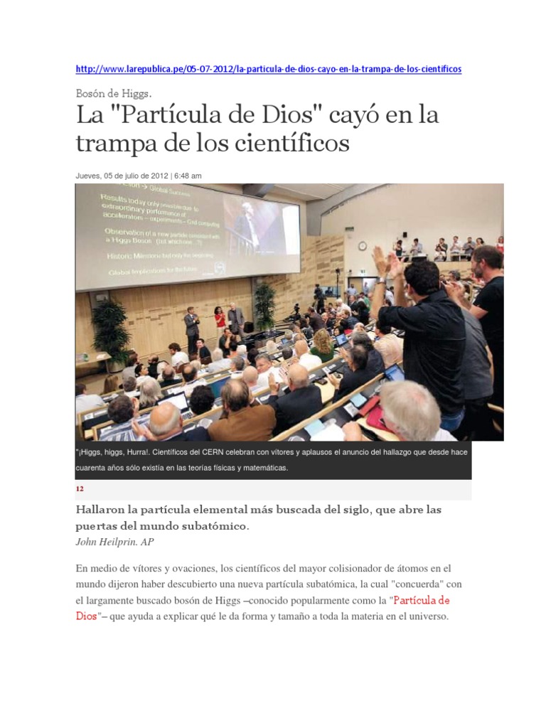 La Particula de Dios | PDF | Bosón de Higgs | Partícula elemental