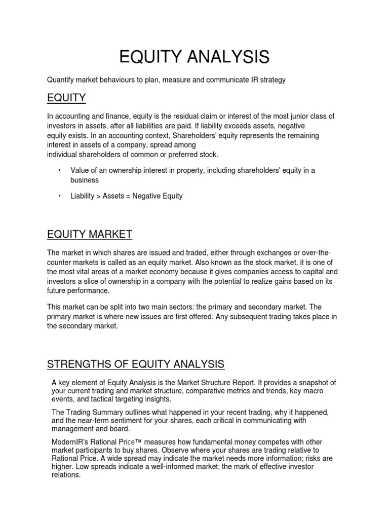 Equity Analysis | PDF | Stocks | Valuation (Finance)