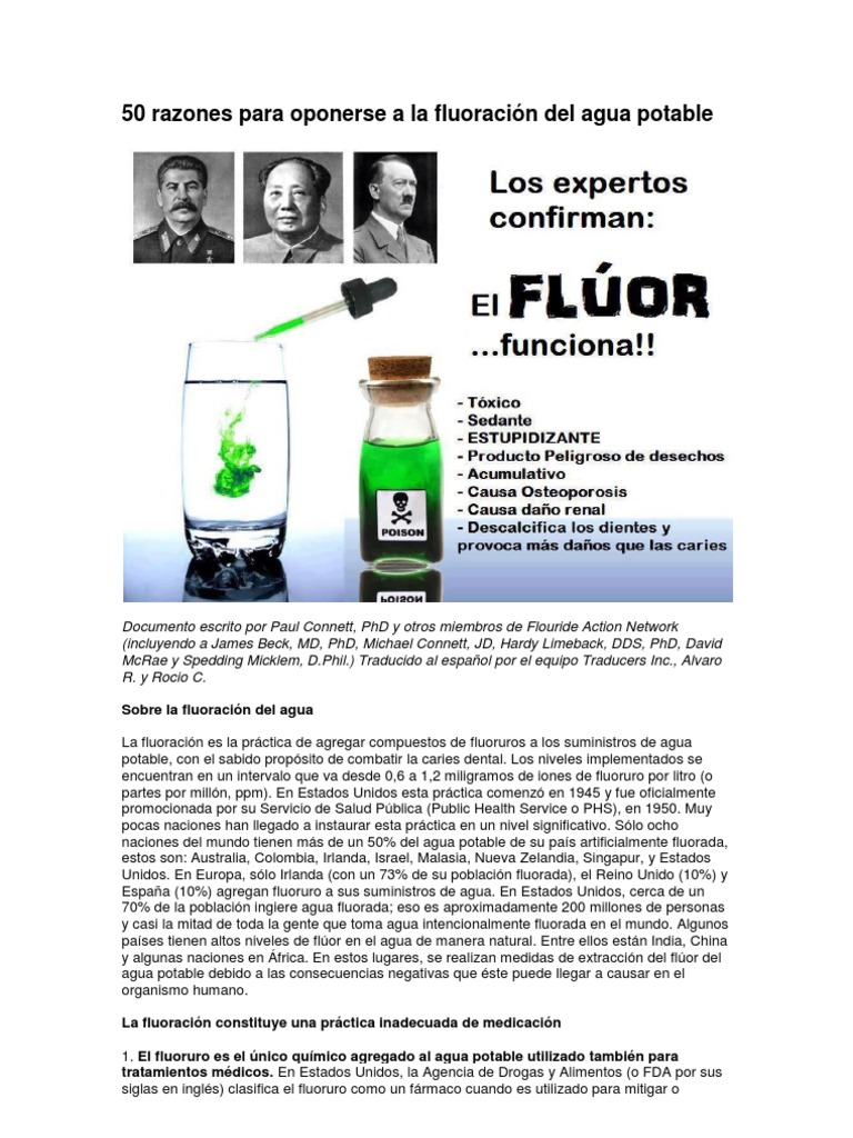 50 Razones para Oponerse A La Fluoración Del Agua Potable | PDF | Flúor ... 50 Razones para Oponerse A La Fluoración Del Agua Potable | PDF | Flúor ...