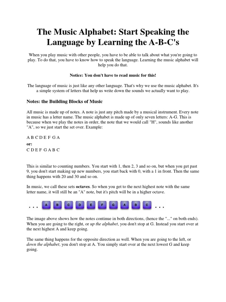 Understanding the Music Alphabet | PDF