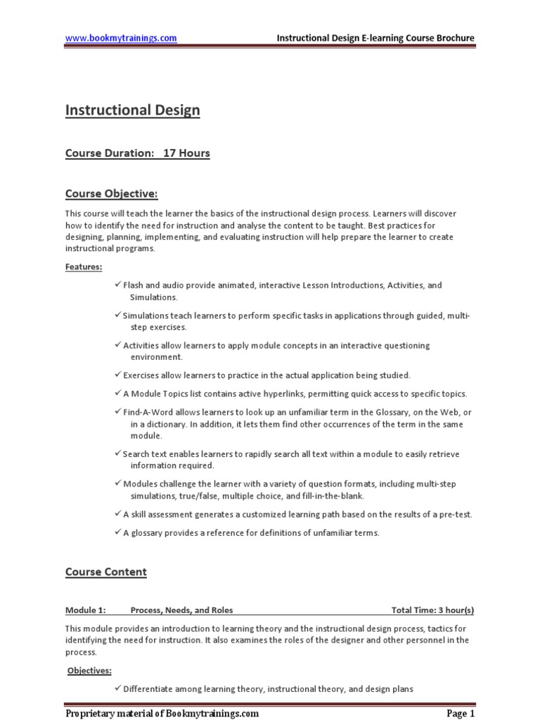 Instructional Design: Course Duration: 17 Hours | PDF | Instructional ...