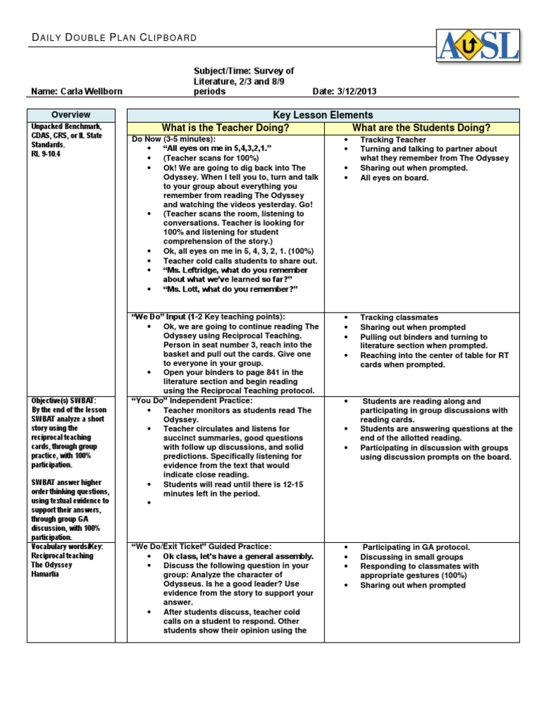 The Odyssey Lesson Plan | PDF | Odysseus | Ancient Greek Literature