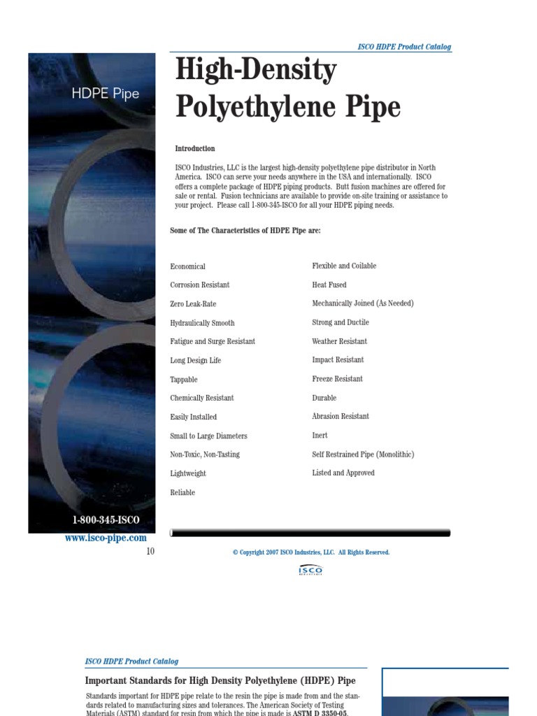 ISCO HDPE Product Catalog-HDPE Pipe | PDF | Polyethylene | Pipe (Fluid ...