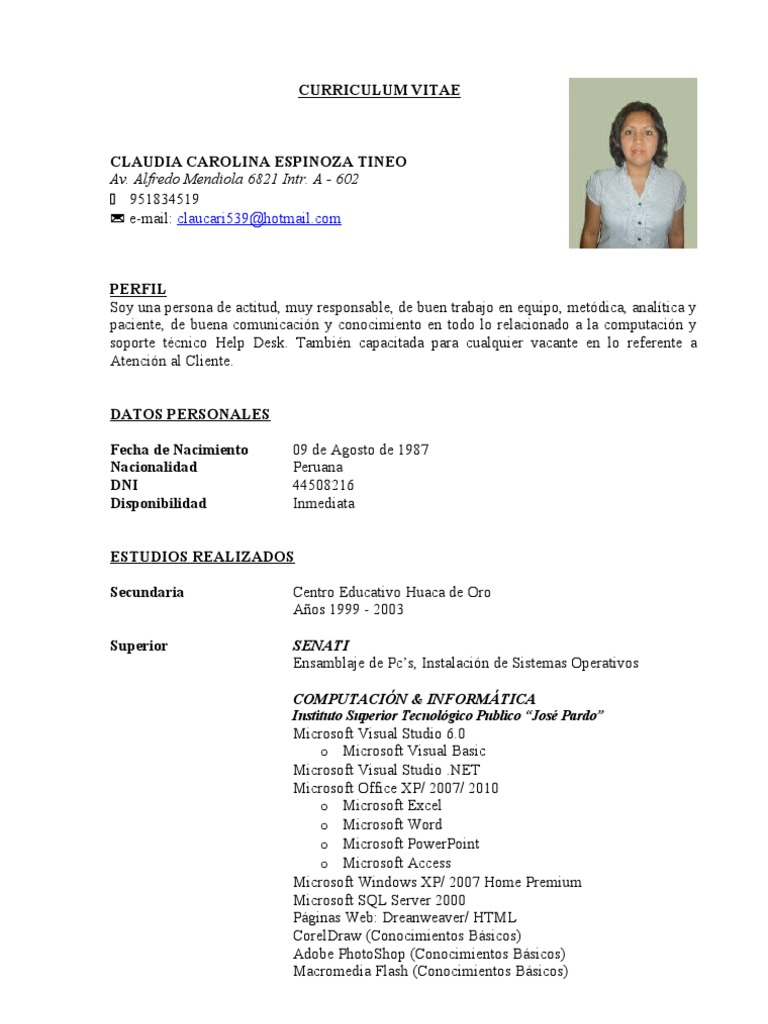 Currículum Vitae Claudia | PDF