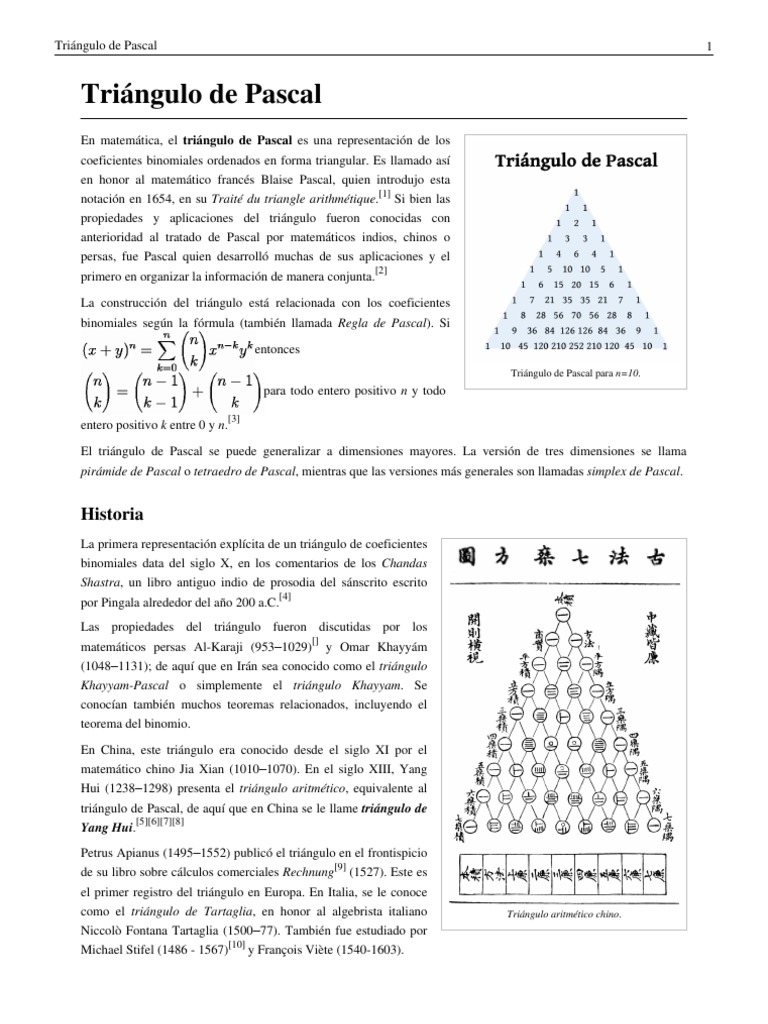 Triángulo de Pascal | Números | Objetos matemáticos