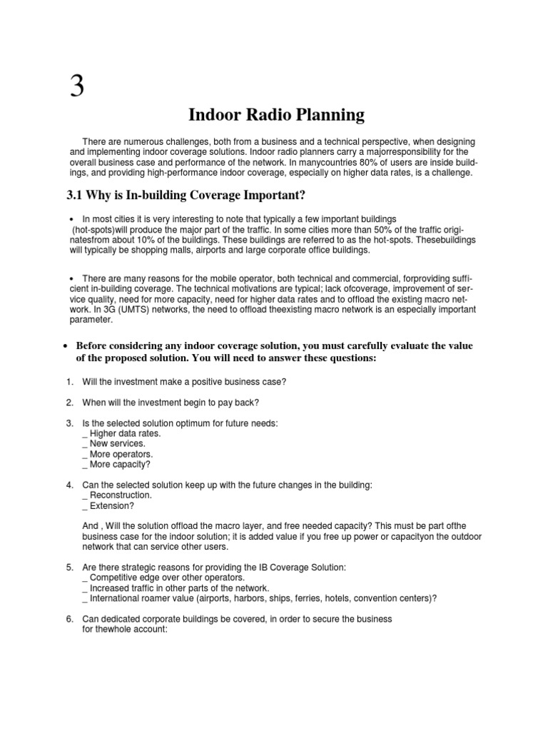 Radio Planning Indoor | PDF | Base Station | Gsm