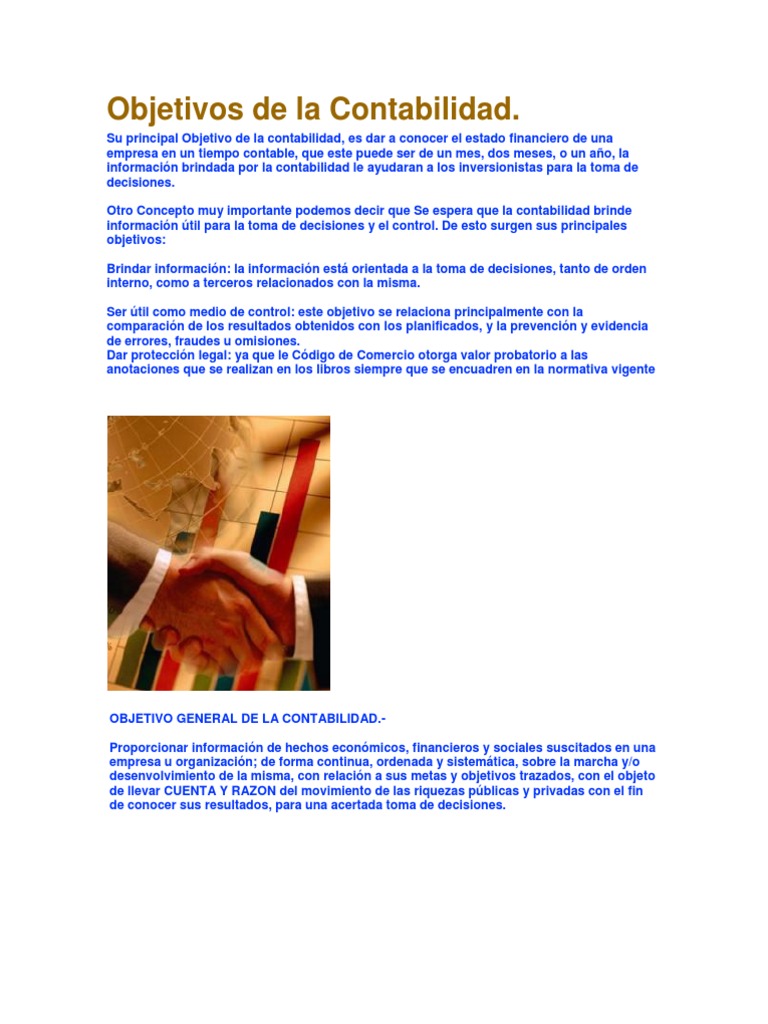 Objetivos de La Contabilidad | PDF | Principios contables generalmente ...