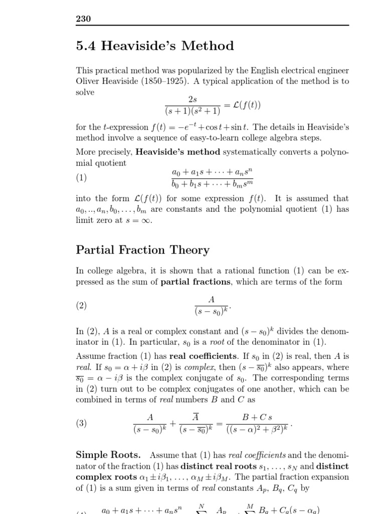 An In-Depth Explanation of Heaviside's Method for Solving Rational Functions Using Partial ...