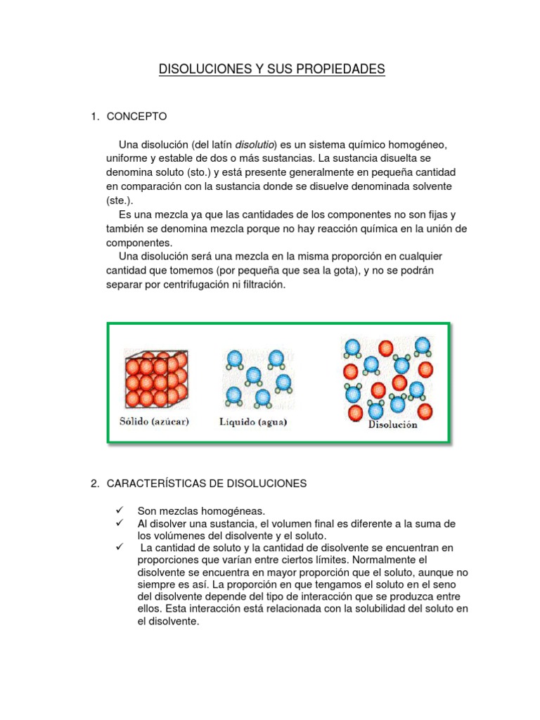 Disoluciones y Sus Propiedades | PDF | Solubilidad | Química