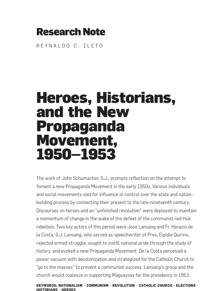 Ileto On Nationalism and Schumacher | PDF | Philippines | Manila