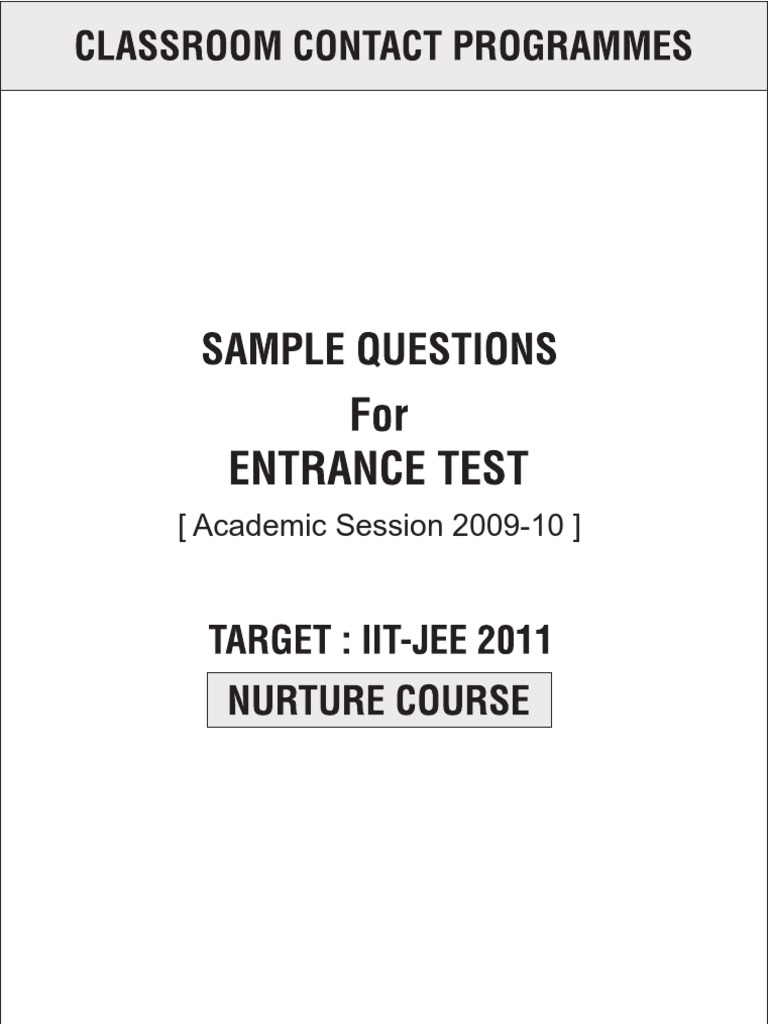Nurture Allen Iit Enterance Test Paper | PDF