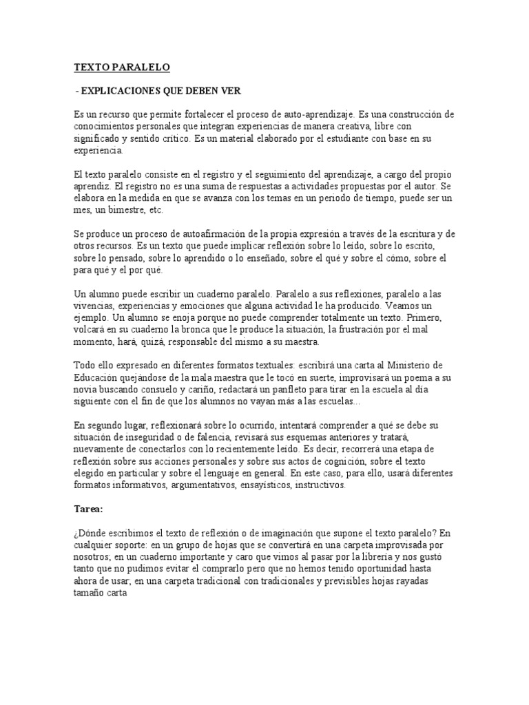 Texto Paralelo | PDF | Cuaderno | Adjetivo