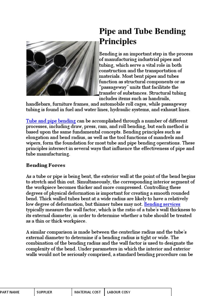Pipe and Tube Bending Principles | PDF | Pipe (Fluid Conveyance ...