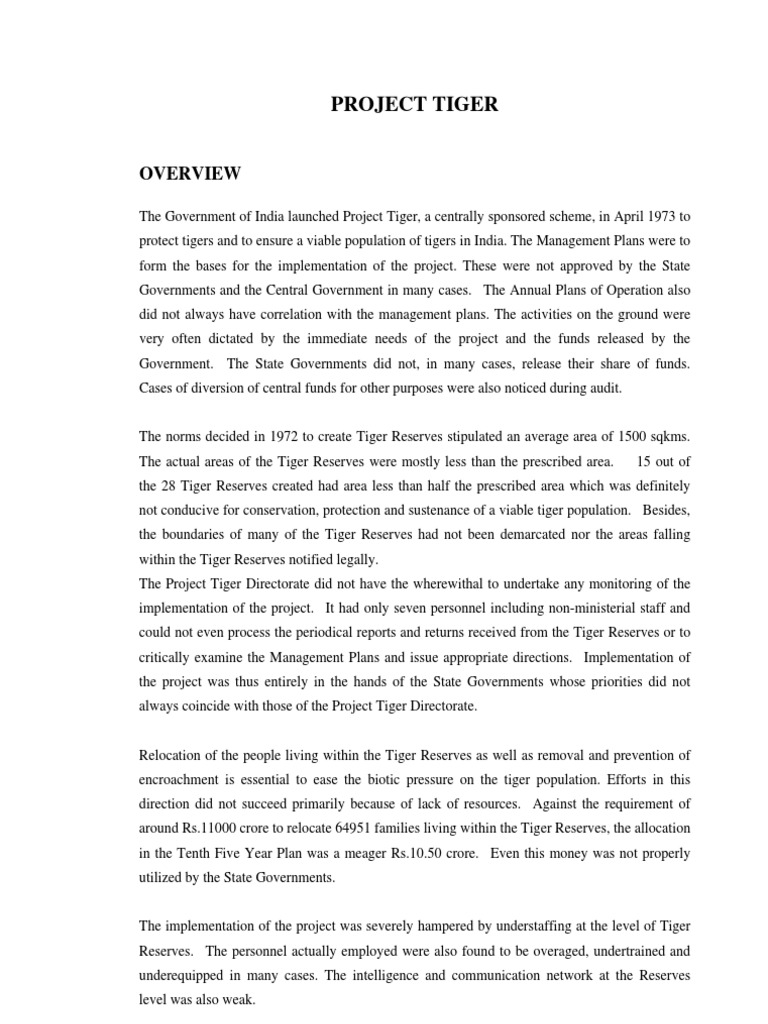 Project Tiger-Summary | PDF | Tiger | Conservation (Ethic)