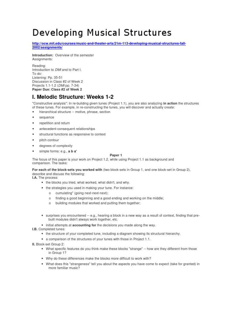 Developing Musical Structures | Download Free PDF | Rhythm | Scale (Music)