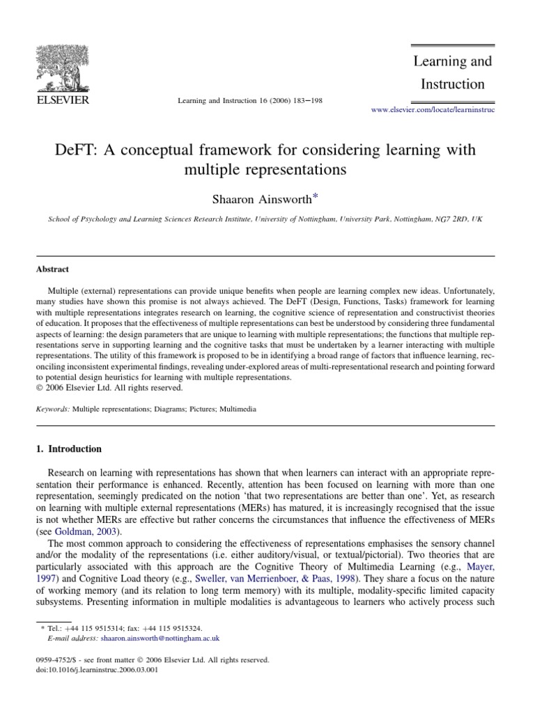 Ainsworth 2006 Learning and Instruction | PDF | Learning | Expert