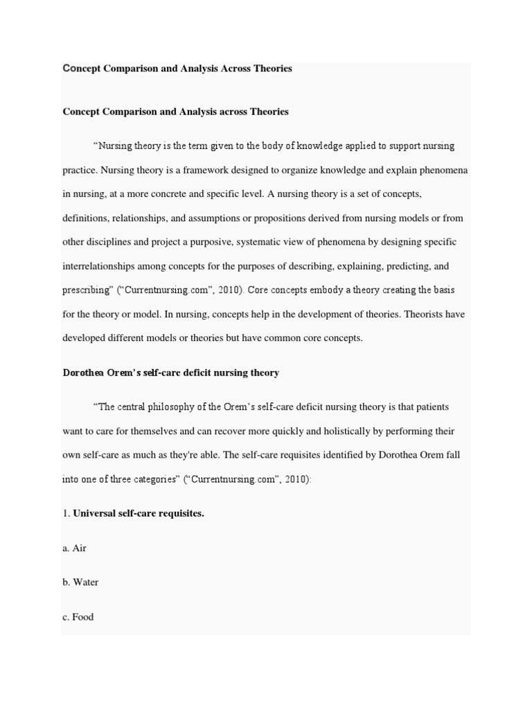 Nursing Theory Concept Analysis | PDF | Nursing | Theory