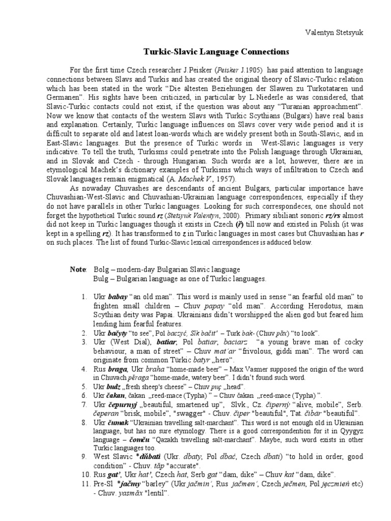 Turkic-Slavic Language Relations | PDF | History