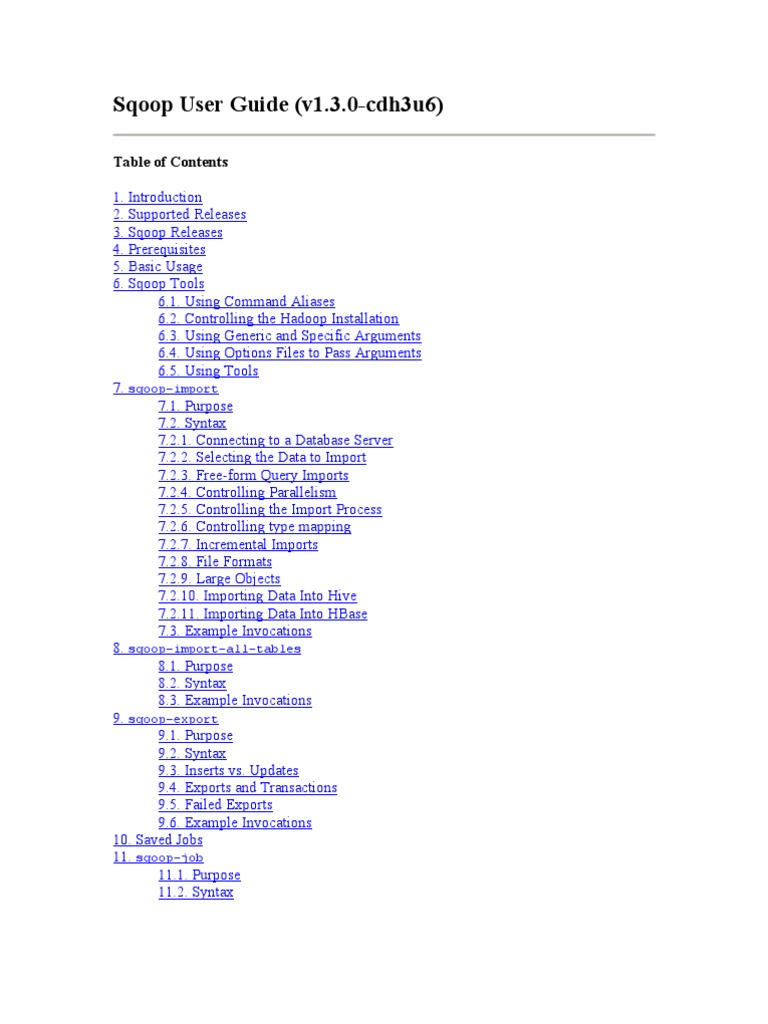 Sqoop User Guide Pdf Apache Hadoop Parameter Computer Programming