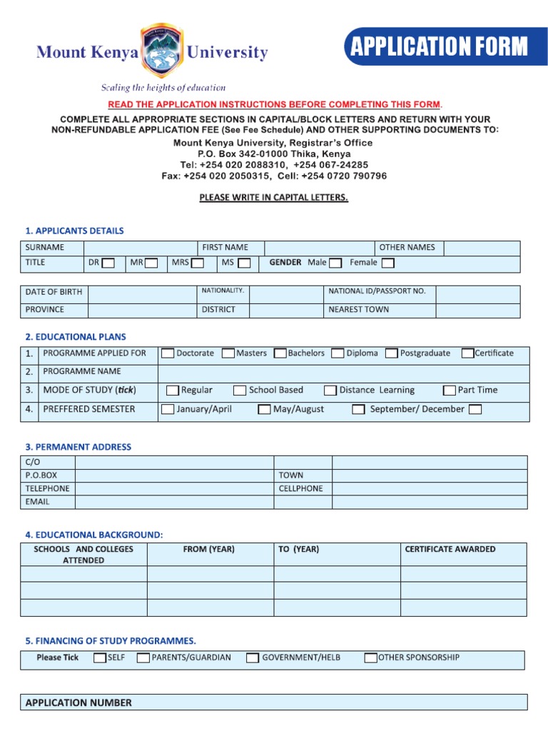 MKU Application Form | PDF