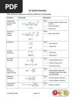Ultrasonic Testing Formulas | PDF | Wavelength | Waves